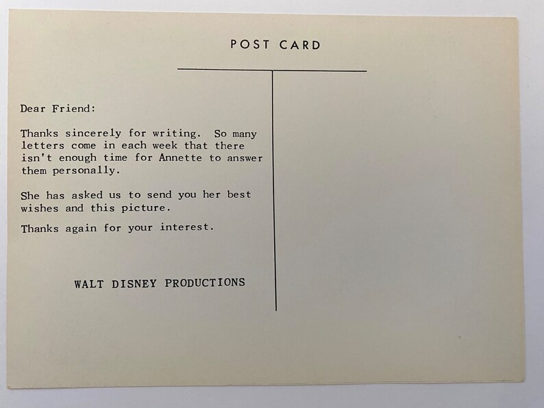 Vintage ANNETTE FUNICELLO / Mickey Mouse Club Fan Card | 5x7 NOS ...