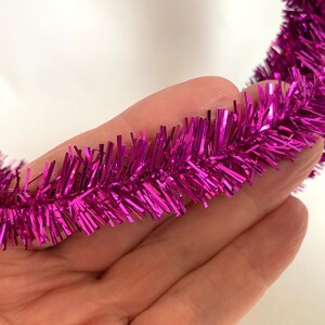 FUCHSIA Metallic 3/4 TINSEL Garland Darice Expressions Tinsel Garland 5 ...