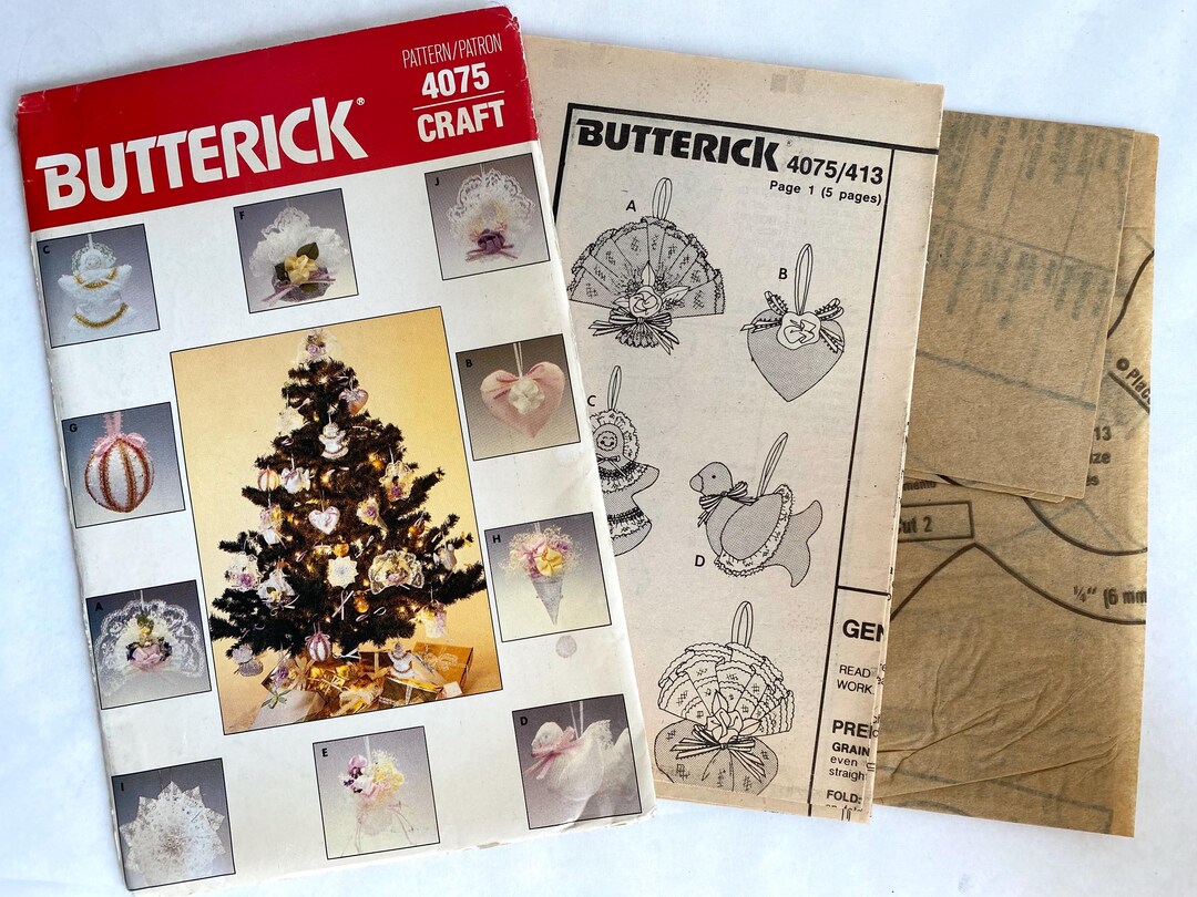 Butterick Craft 4075 CHRISTMAS ORNAMENTS Pattern | Angel+dove+heart ...