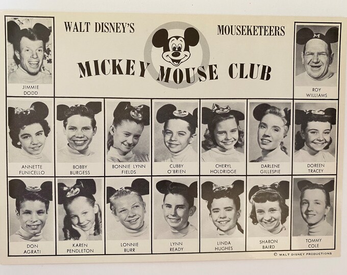 Vintage MICKEY MOUSE Club / Mouseketeers Fan Card | 5x7 NOS Postcard ...