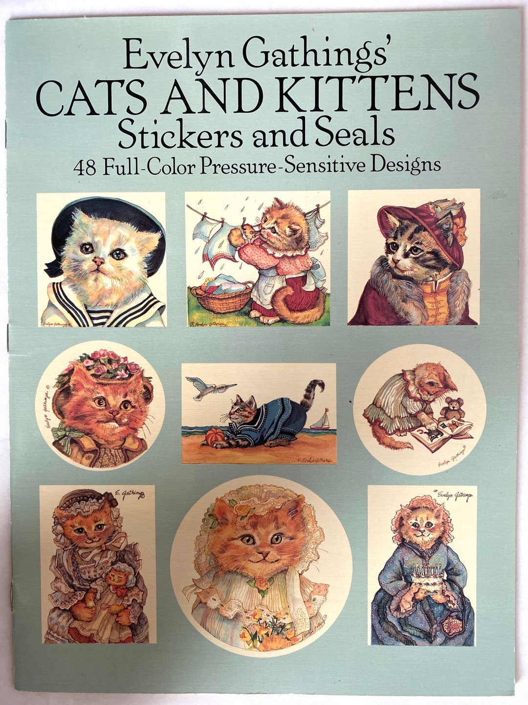 1988 Evelyn Gathings CATS and KITTENS Stickers & Seals | 48 Full-color ...