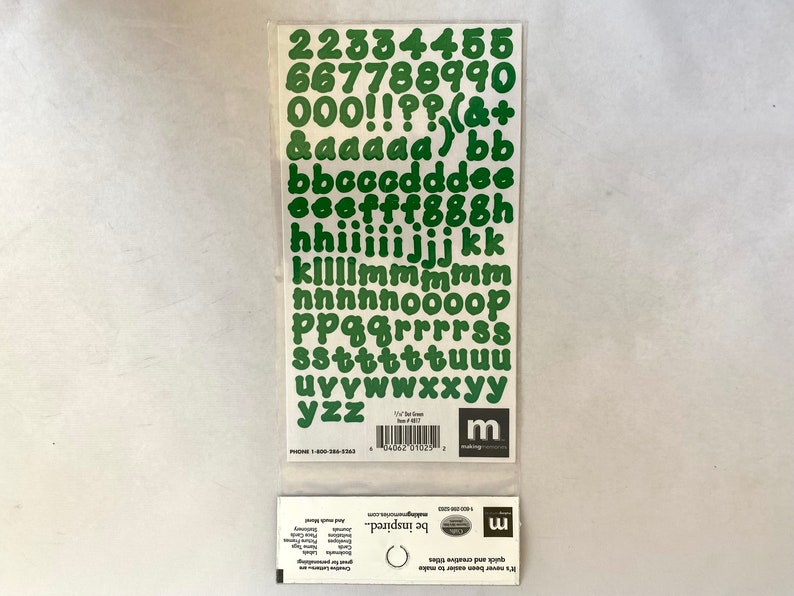 Alphabet Green Letters & Numbers Sticker Sheet 7/16 A Z / Numbers ...