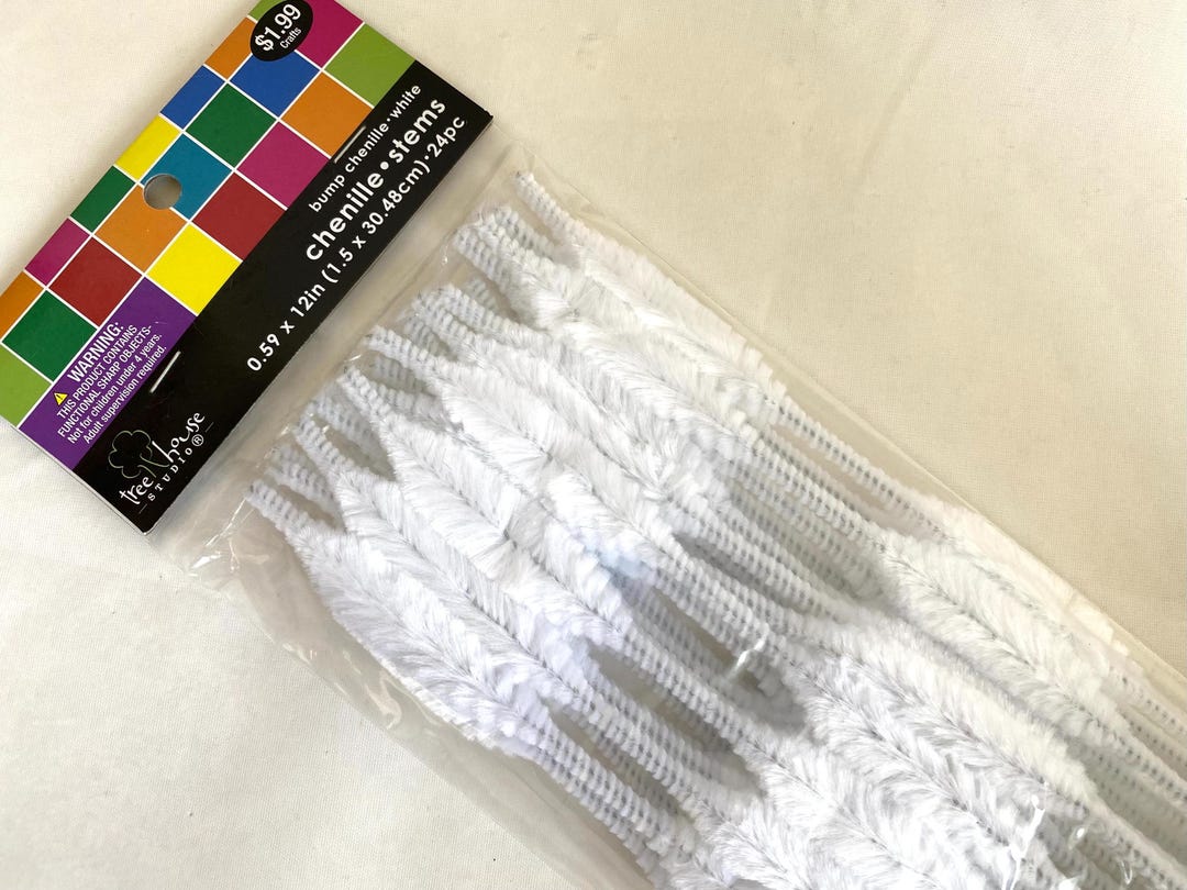 24 Pcs WHITE Chenille BUMPS | 15mm X 12” White CHENILLE Bumps | White ...