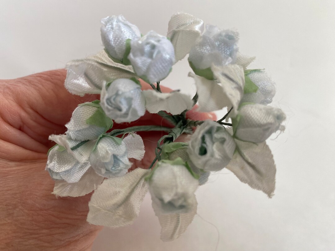 Vintage Artificial Light BLUE ROSE Buds | Mini Bouquet of 6 Stems Faux ...