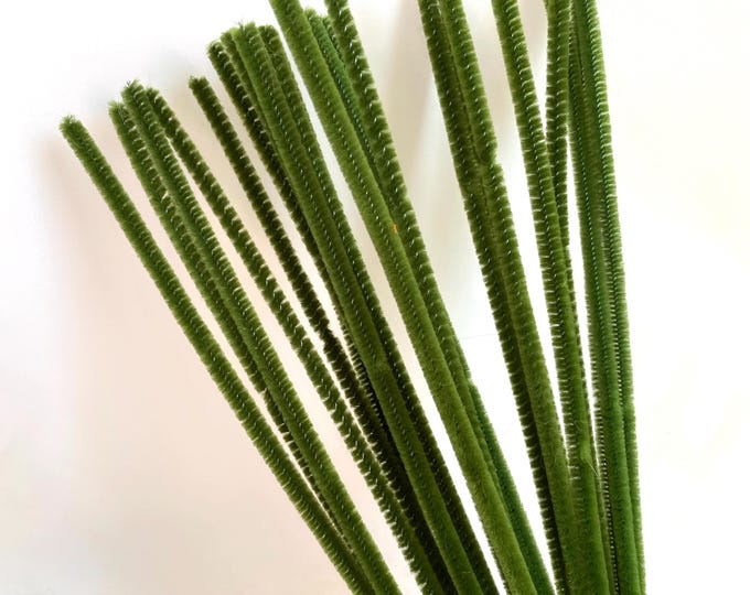 25 Pc 6mm Forest GREEN Chenille Stems | 6mm X 12” Forest Green Stems ...