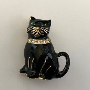 Vintage Monet BLACK CAT Enamel & RHINESTONE Pin / Brooch | 2 Choices: 1 ...
