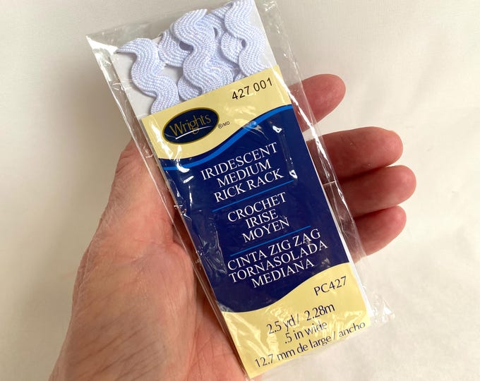 2-1/2 Yds 1/2” Wrights Iridescent WHITE Medium RICK RACK | .5 in Wide ...