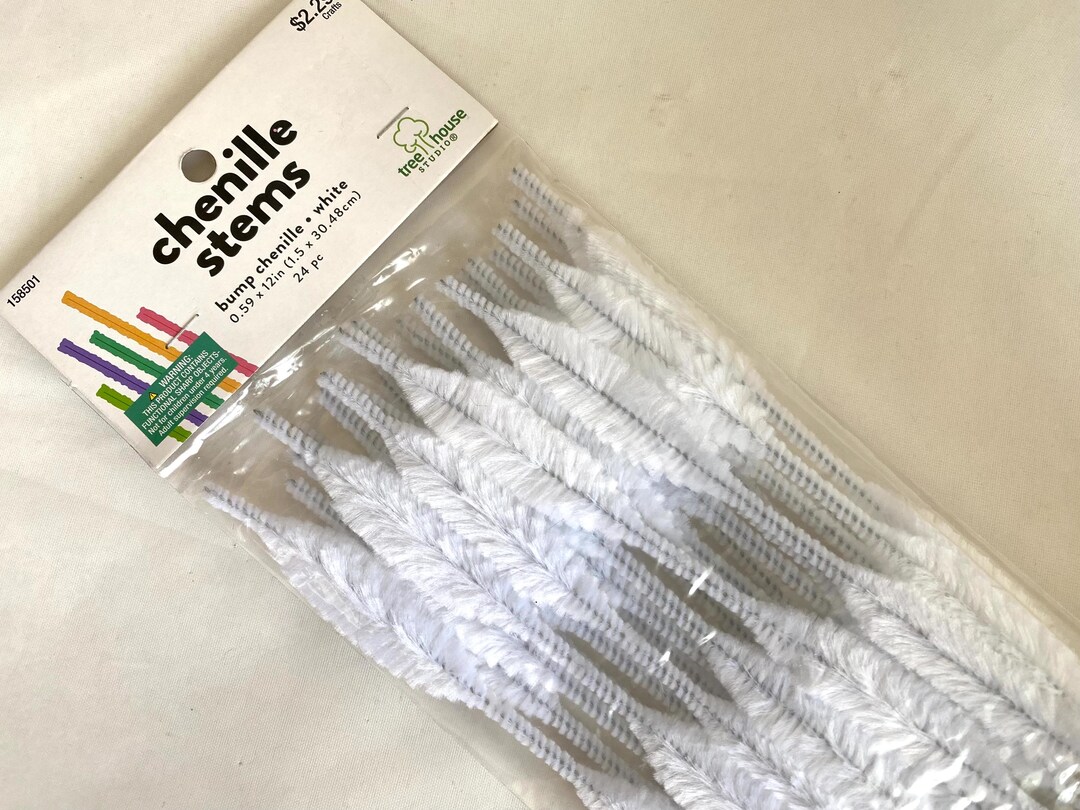 24 Pcs WHITE Chenille BUMPS | 15mm X 12” White CHENILLE Bumps | White ...