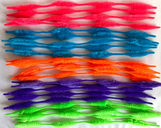 24 Pcs Assorted Chenille BUMPS | 15mm X 12” Lt Turquoise | Lilac | Neon ...