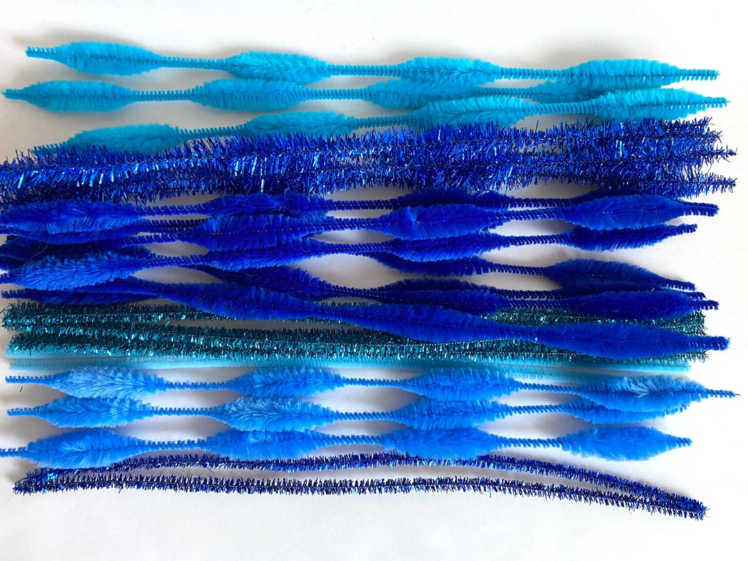 30 Pcs BLUE / TURQUOISE Assorted CHENILLE Stems | Blue Chenille Bumps ...