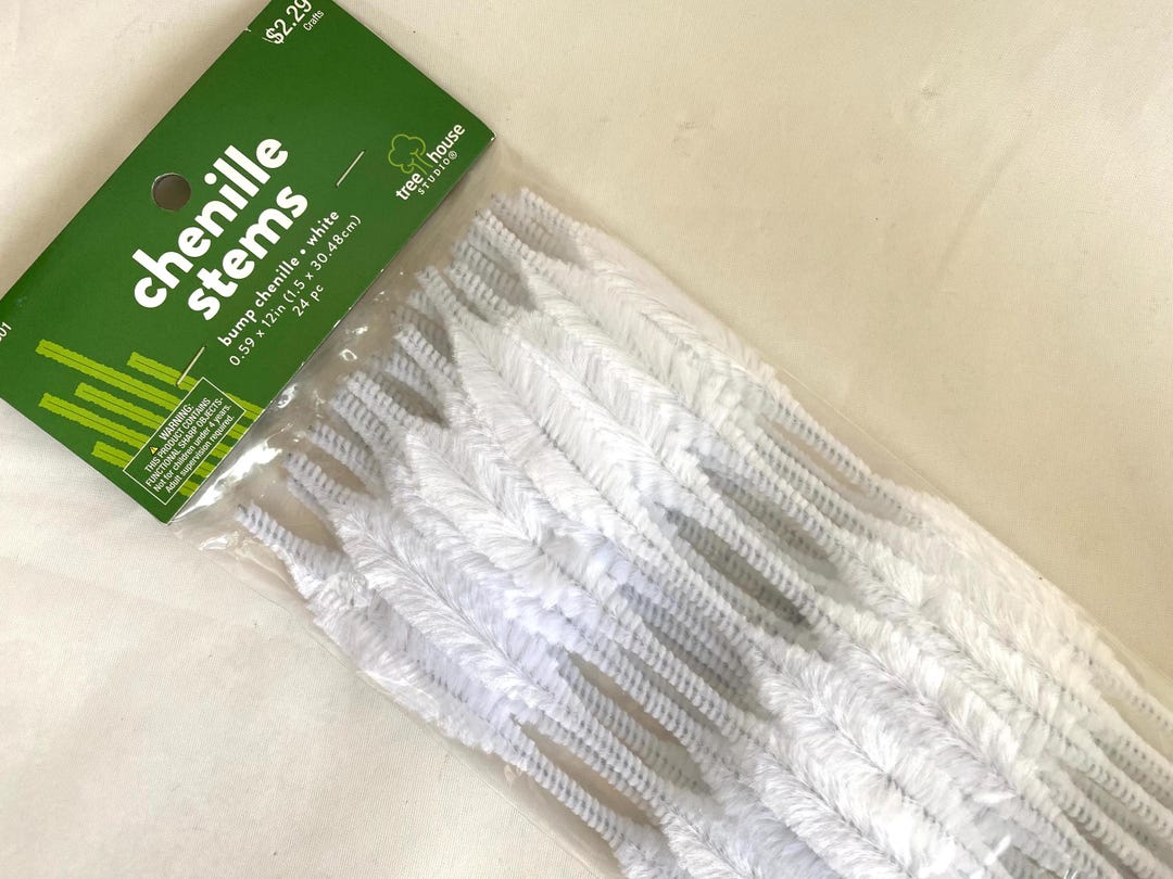 24 Pcs WHITE Chenille BUMPS | 15mm X 12” White CHENILLE Bumps | White ...