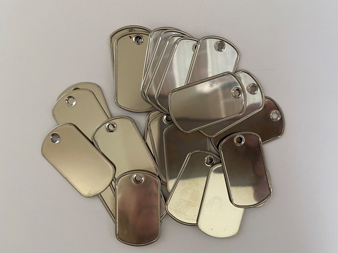 25 Pcs Stainless Steel DOG TAGS Blank 2 X 1-1/8 Silver Dog Tags W ...