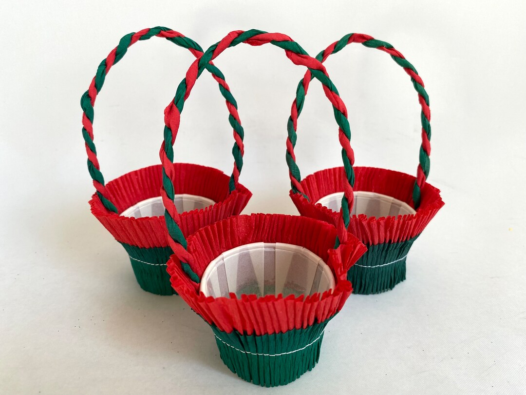 3 Pcs RED & GREEN Crepe Paper Nut Cups | Vintage Style CHRISTMAS Red ...