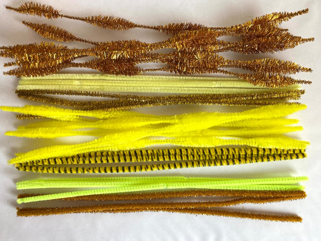 30 Pcs YELLOW / GOLD Assorted CHENILLE Stems Yellow Chenille Bumps Gold ...