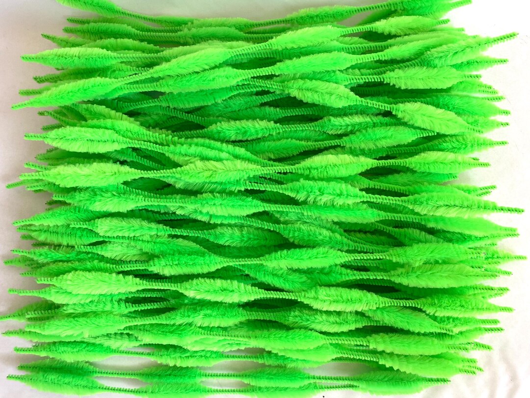 100 Pcs Lt. Bright GREEN Chenille BUMPS | 15mm X 12” Lt Green CHENILLE ...