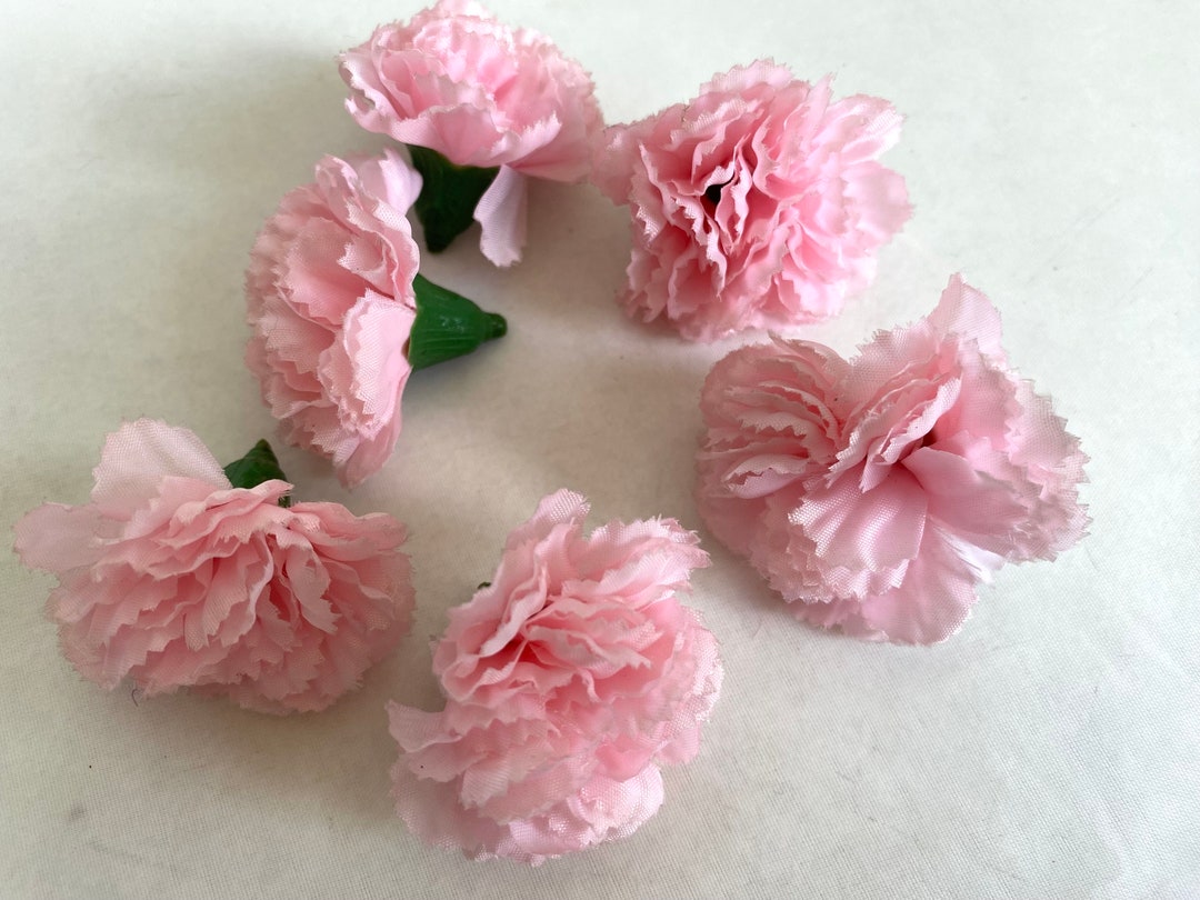 6 Pcs Vintage Artificial PINK Carnation Flowers | Faux Silk Polyester Pink Carnations | Medium ...