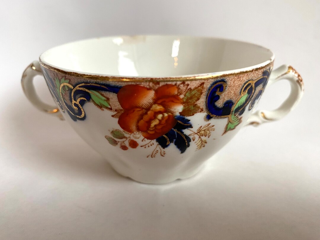 Antique John Maddock Majestic 2 Handle SOUP Cup | 2” X 3-1/2” Floral ...