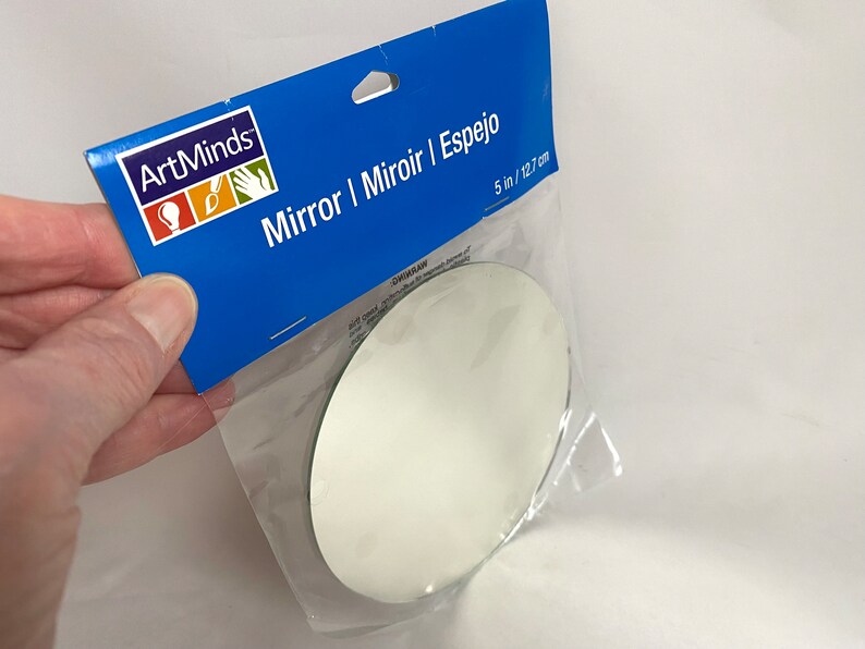 Round GLASS MIRROR 5 in Round Mirror Artminds Mirror With Foam Buttons ...
