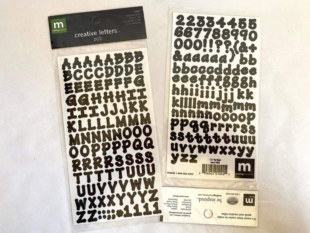 Alphabet Black Letters & Numbers Sticker Sheet | 7/16” A - Z / Numbers ...