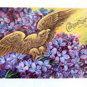 Victorian GOLD Eagle W/violets POSTCARD | Antique Gorgeous ...