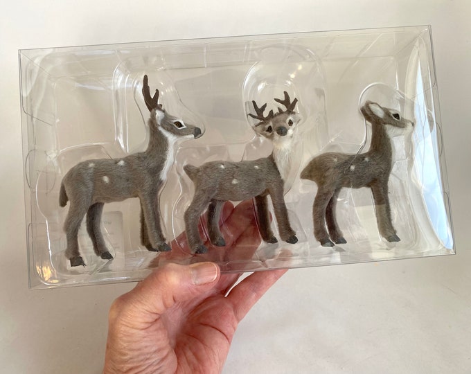 3 Pc DEER SET | Faux Fur Reindeer Set of 3 | Christmas Deer / Reindeer ...