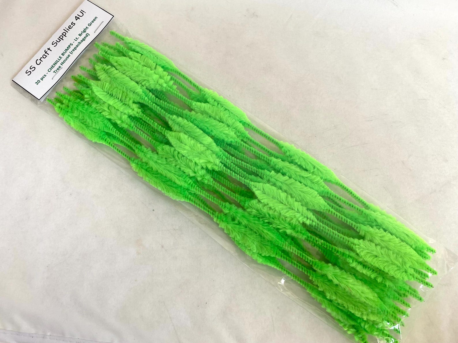 20 Pcs Lt. Bright GREEN Chenille BUMPS | 15mm X 12” Lt Green CHENILLE ...