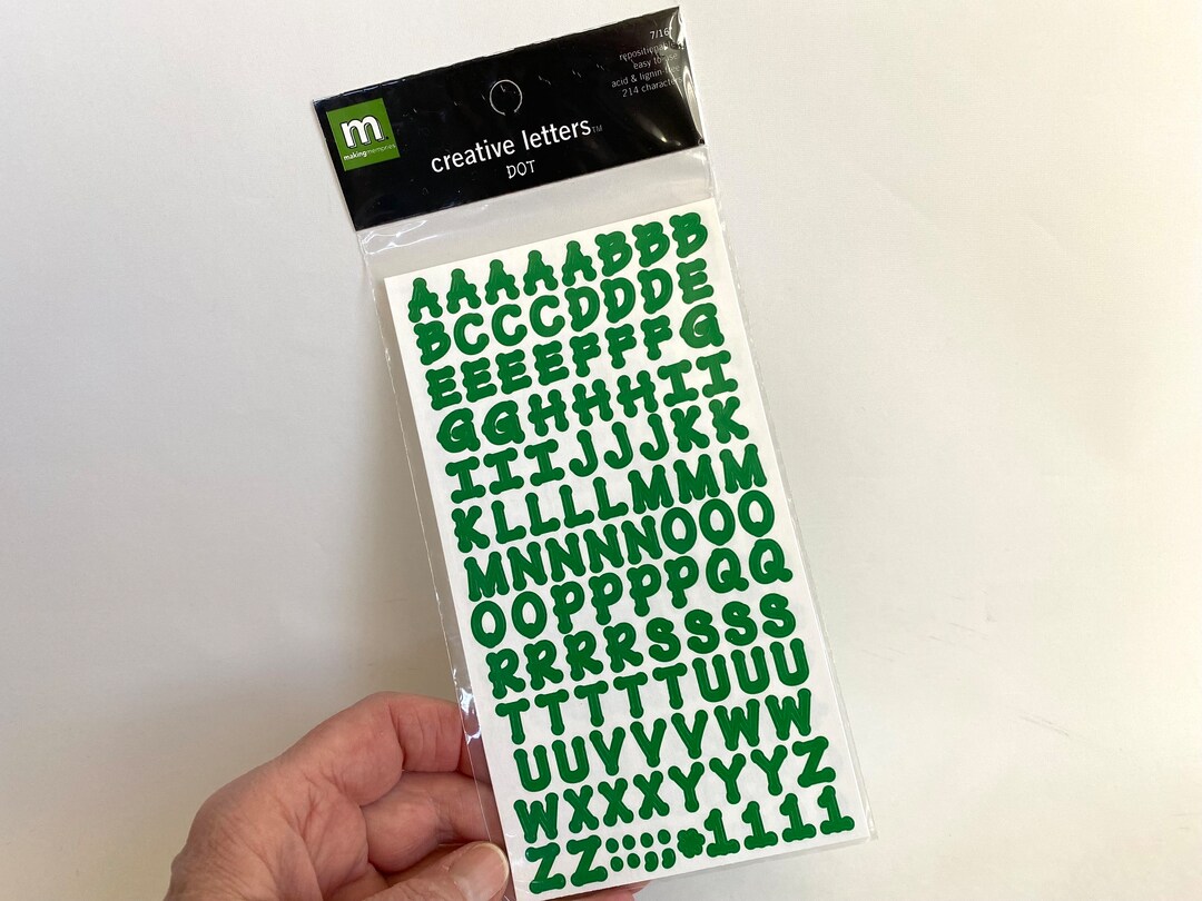 Alphabet Green Letters & Numbers Sticker Sheet 7/16 A Z / Numbers ...