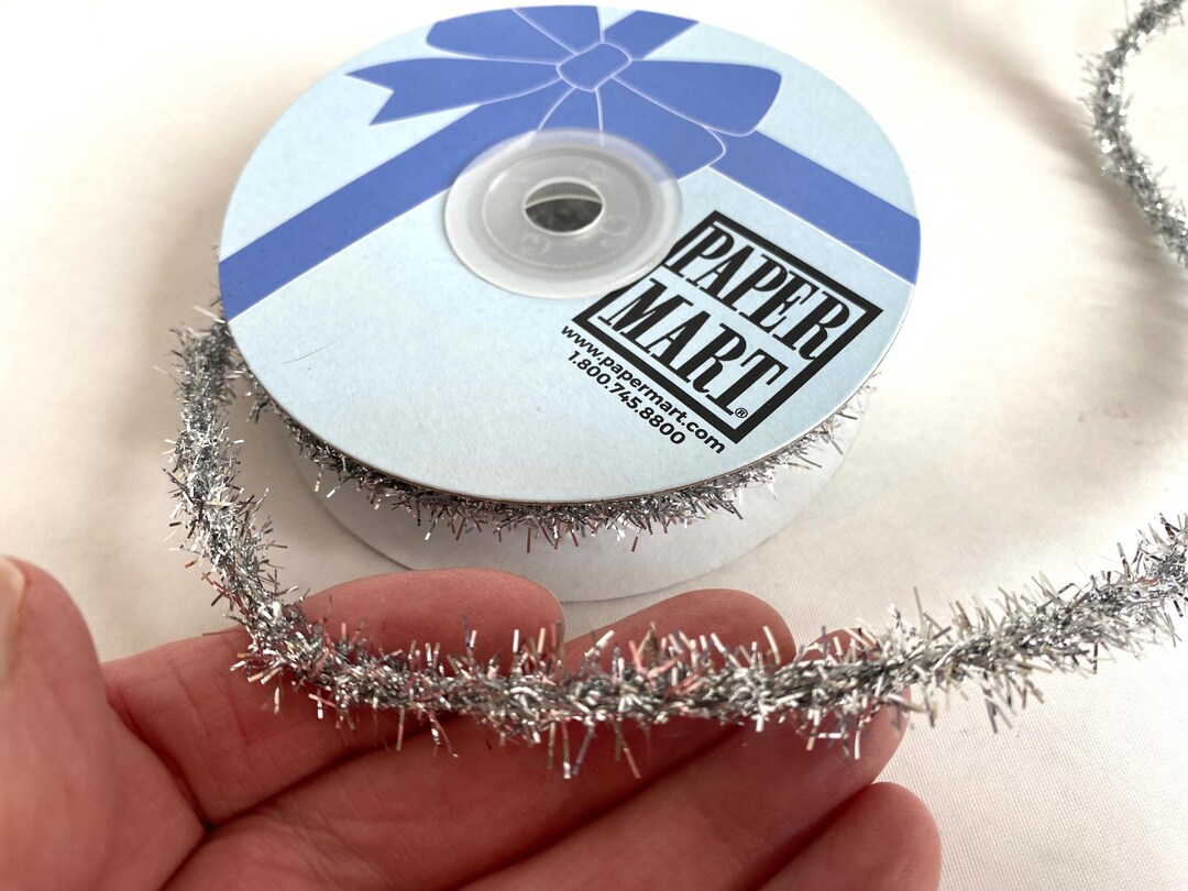 10 Yd 1/2 in SILVER Metallic Chenille Wired CORD | Silver TINSEL Wire ...