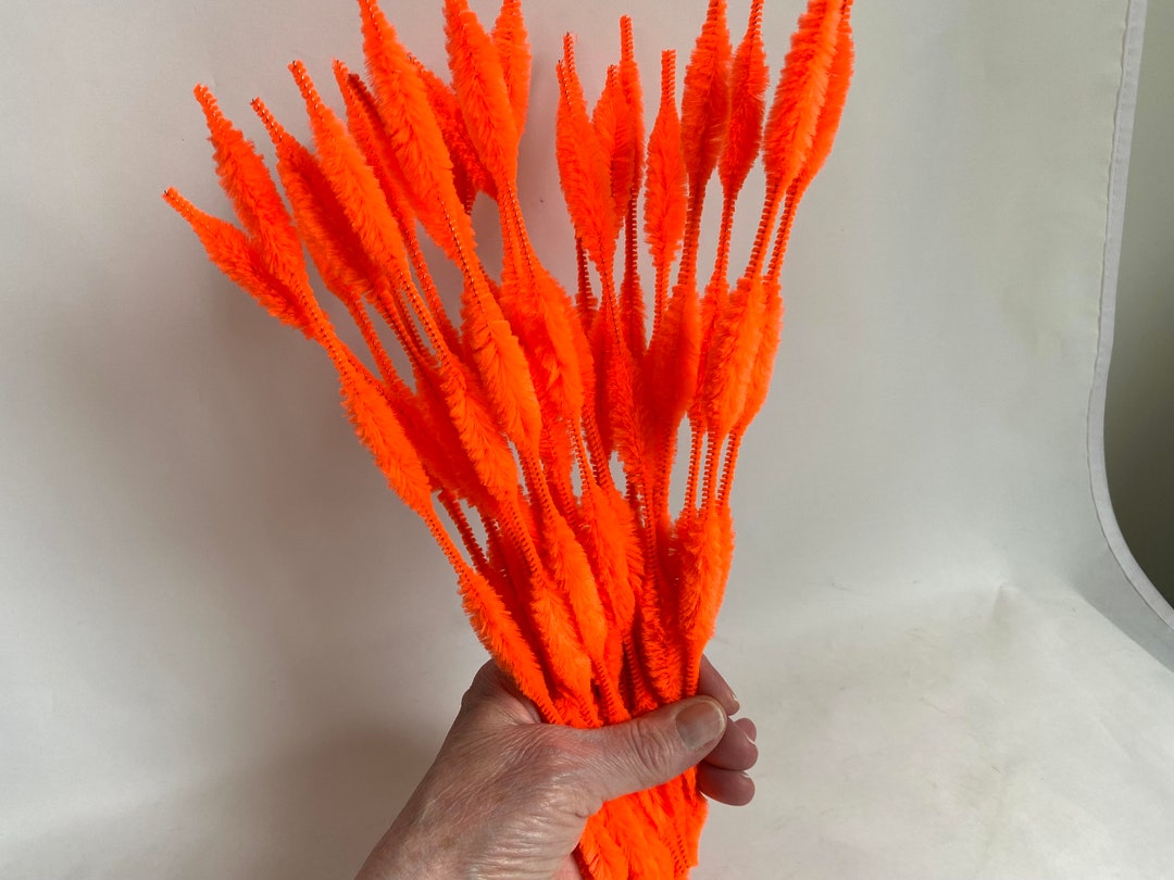 24 Pcs Neon ORANGE Chenille BUMPS | 15mm X 12” Bright Orange CHENILLE ...