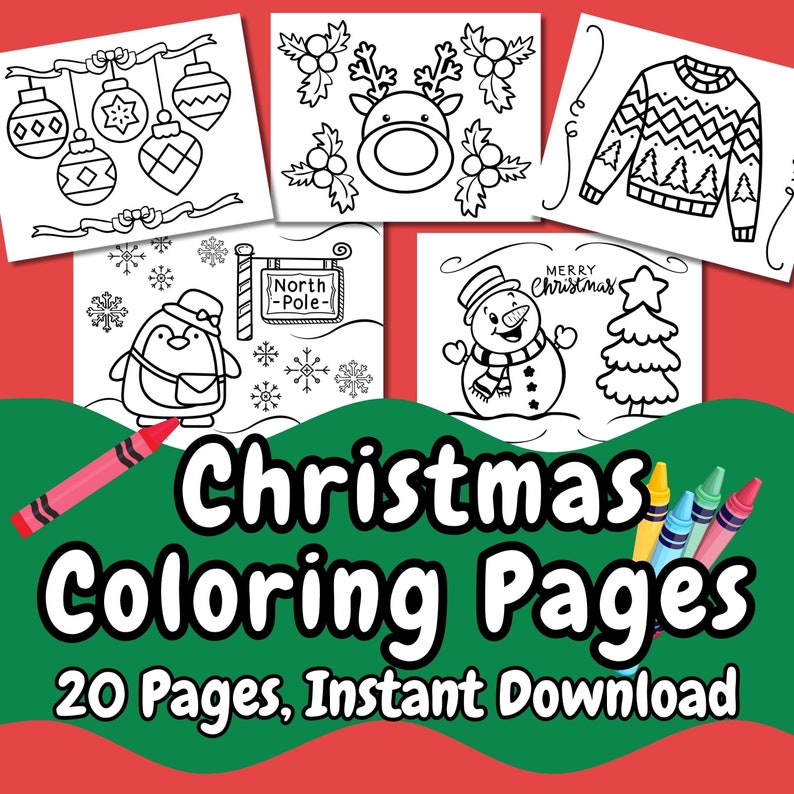 Christmas Coloring Pages|pdf Digital Download|christmas Coloring Book ...