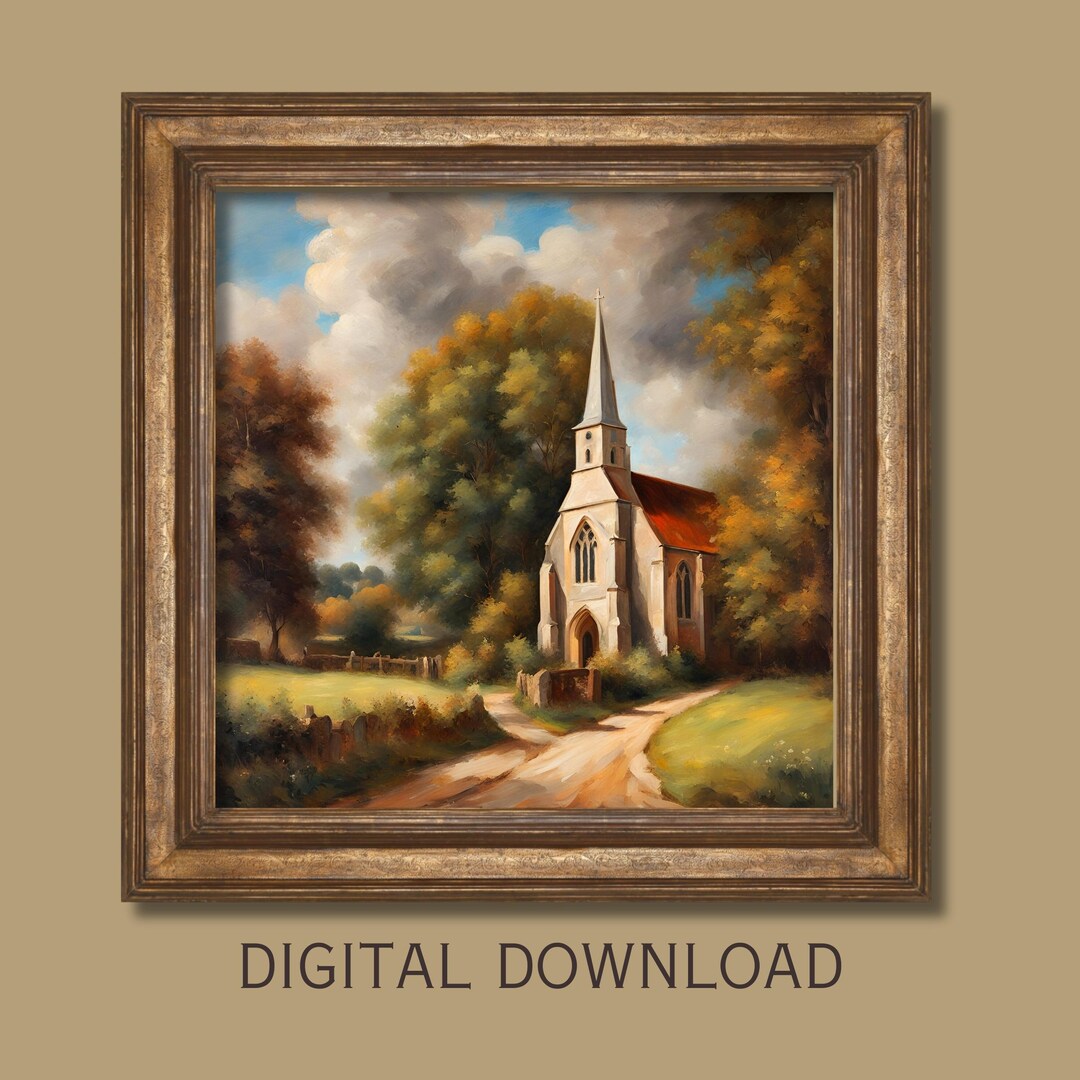Church in Autumn Landscape Printable|digital Download|vintage Style ...