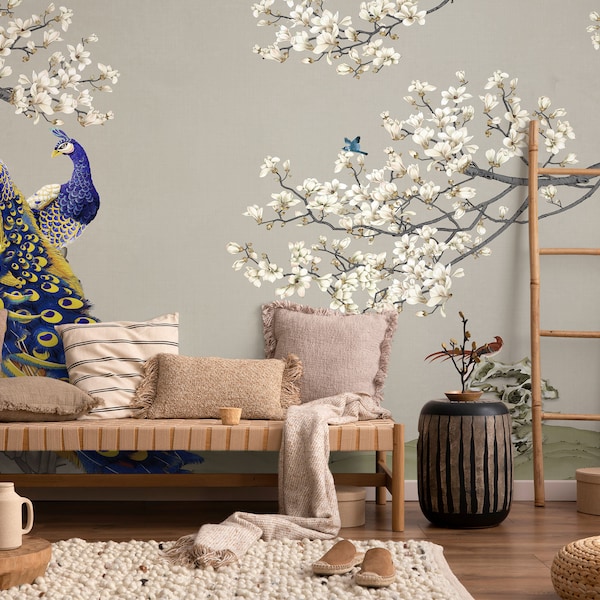 Peacock Wall Mural - Etsy