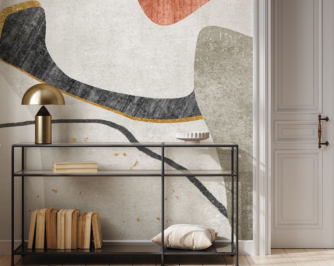 Boho Wallpaper Abstract Shape Art Wall Mural Peel and Stick ...