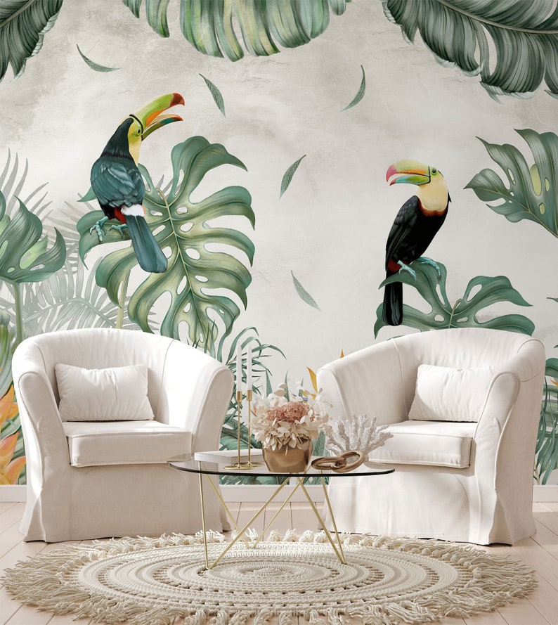 Tropical Toucan Wallpaper Mural: Peel and Stick, Removable - Etsy