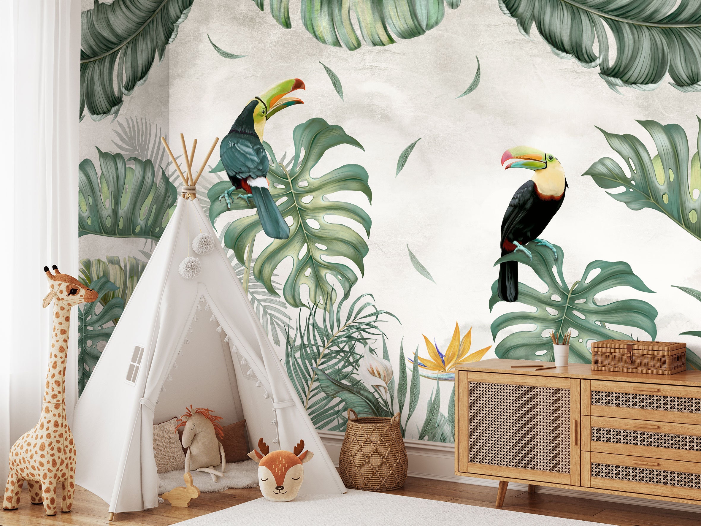 Tropical Toucan Wallpaper Mural: Peel and Stick, Removable - Etsy