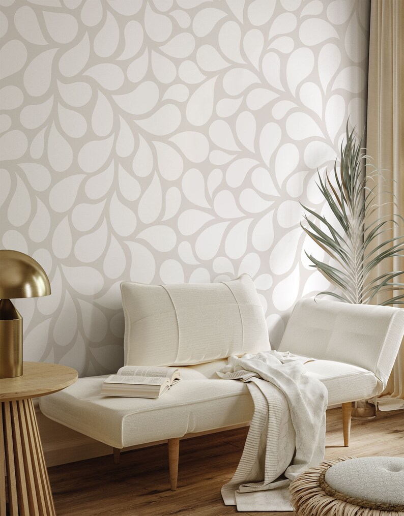 Neutral Color Abstract Drops Wallpaper Stylish Monochrome - Etsy