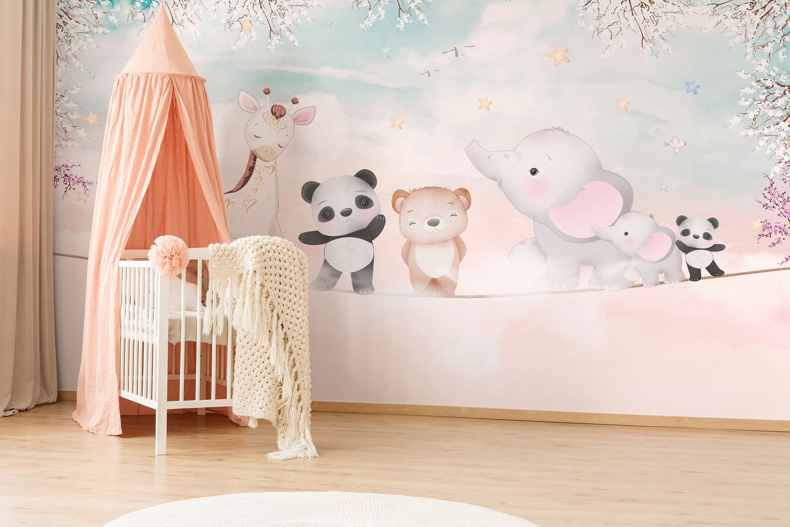 Watercolor Cute Animals Wallpaper Acrobat Animals Wall Mural - Etsy