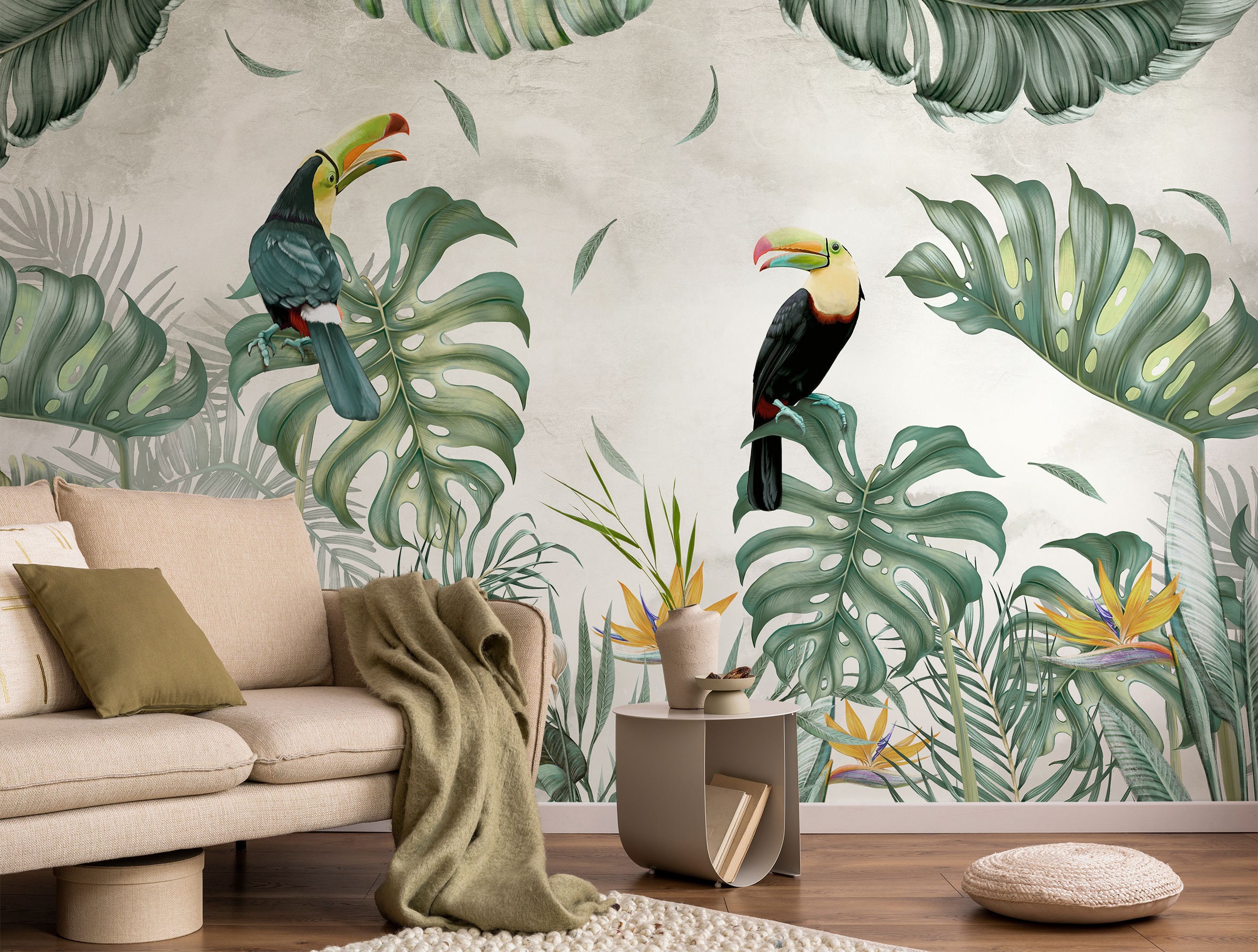 Tropical Toucan Wallpaper Mural: Peel and Stick, Removable - Etsy