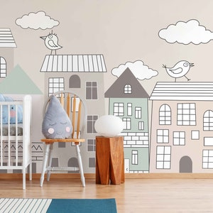 Kids Building Wallpaper, Kids Wallpaper Peel and Stick, Nursery Wall ...