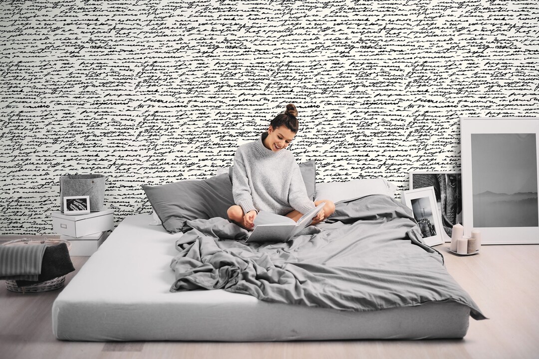 Hand Drawing Text Wallpaper, Modern Calligraphy Art Hand Drawn Mural ...