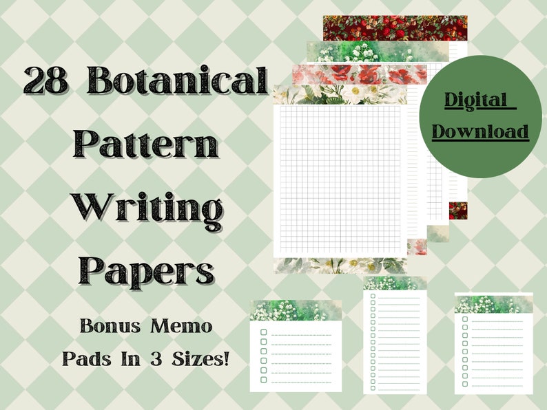 Cottagecore Botanical Pattern Printable Paper, DIGITAL DOWNLOAD ...