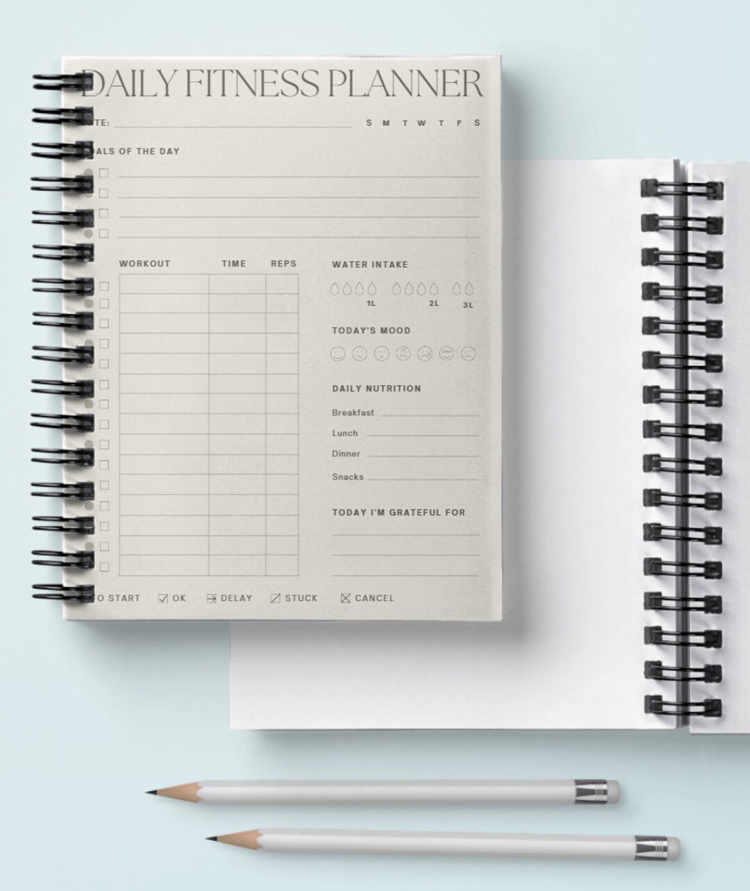 Daily Fitness Planner, Printable Planner, Daily Planner - Etsy