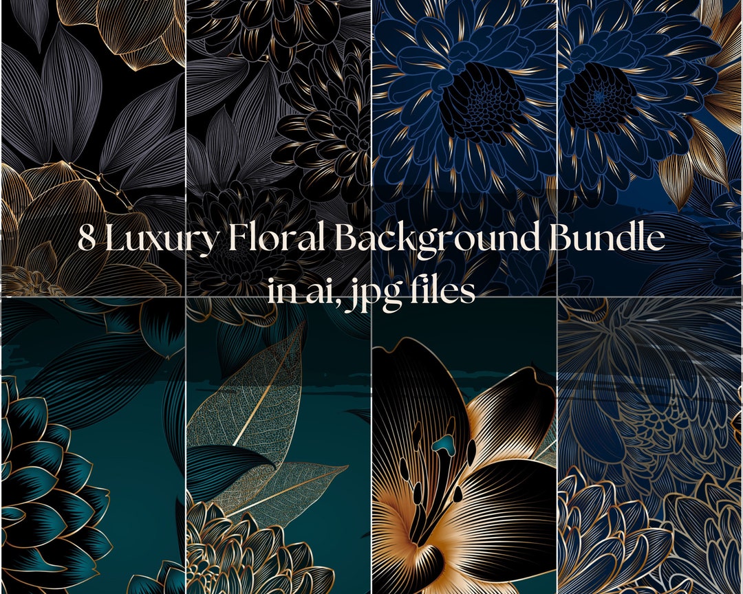8 Luxury Floral Background Bundle|botanic Prints|flower Prints|clean ...