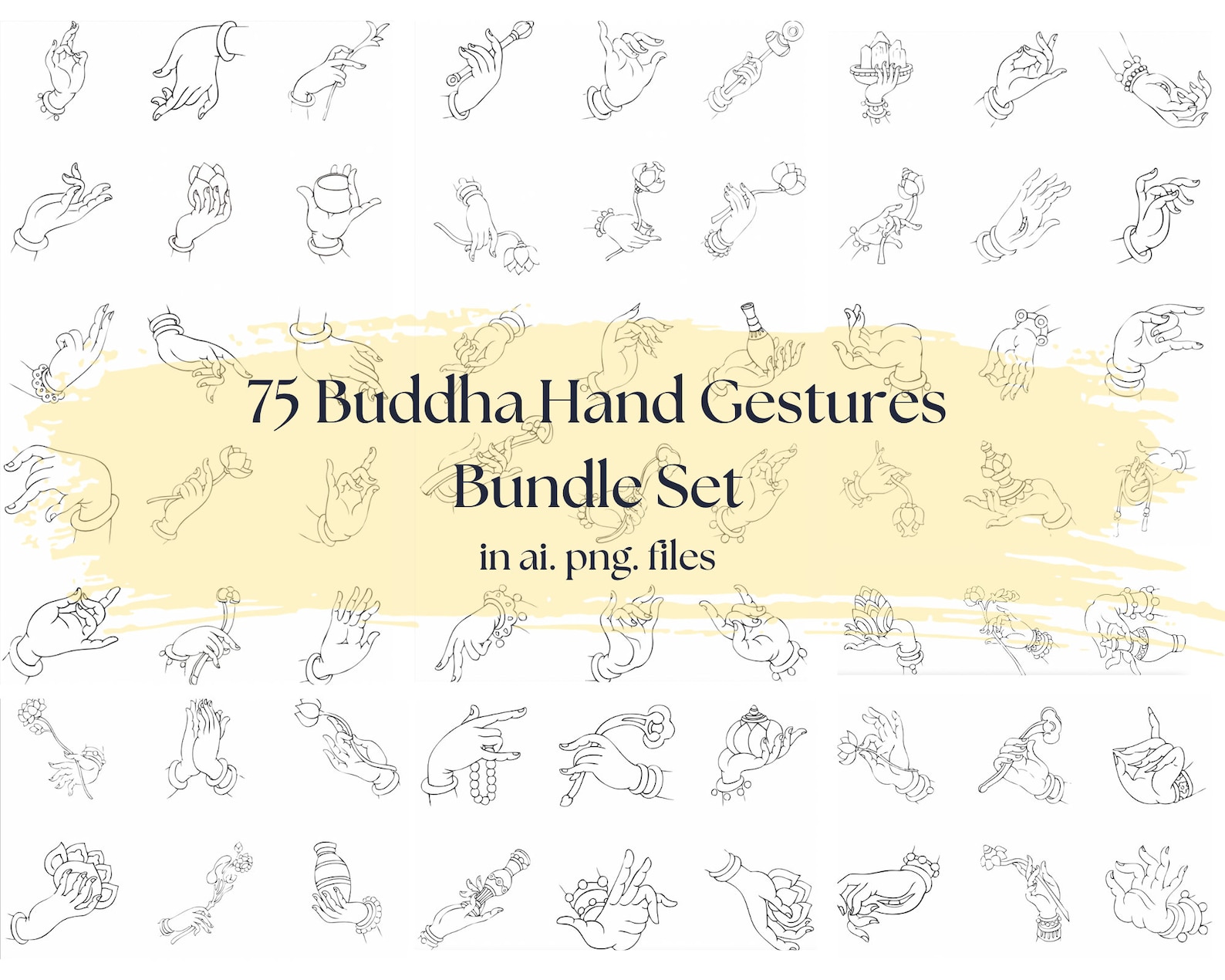 64 Buddha Hand Gestures Bundle Set | Buddha PNG Bundle | Buddha Clipart ...