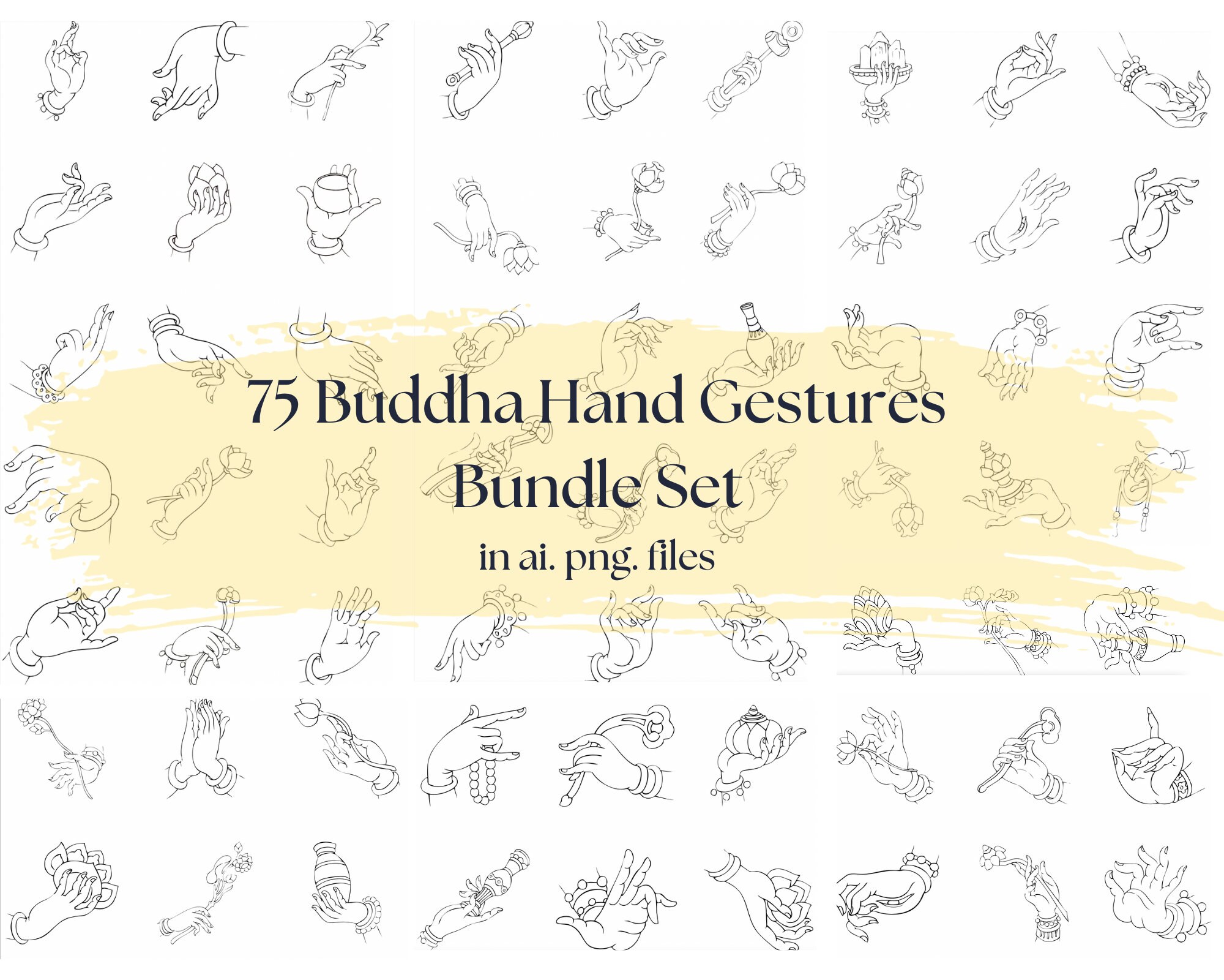 64 Buddha Hand Gestures Bundle Set | Buddha PNG Bundle | Buddha Clipart ...