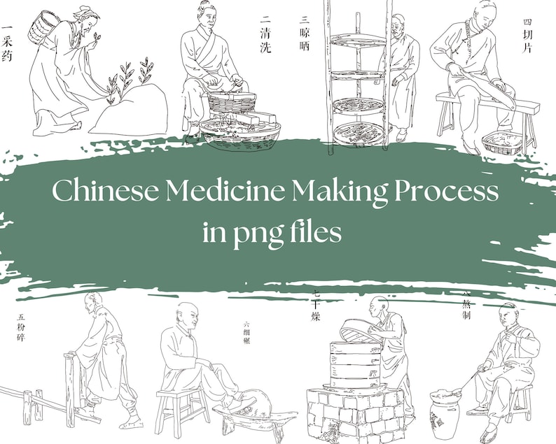 Chinese Medicine Making Process Bundle|herbal Medicine Png|chinese ...