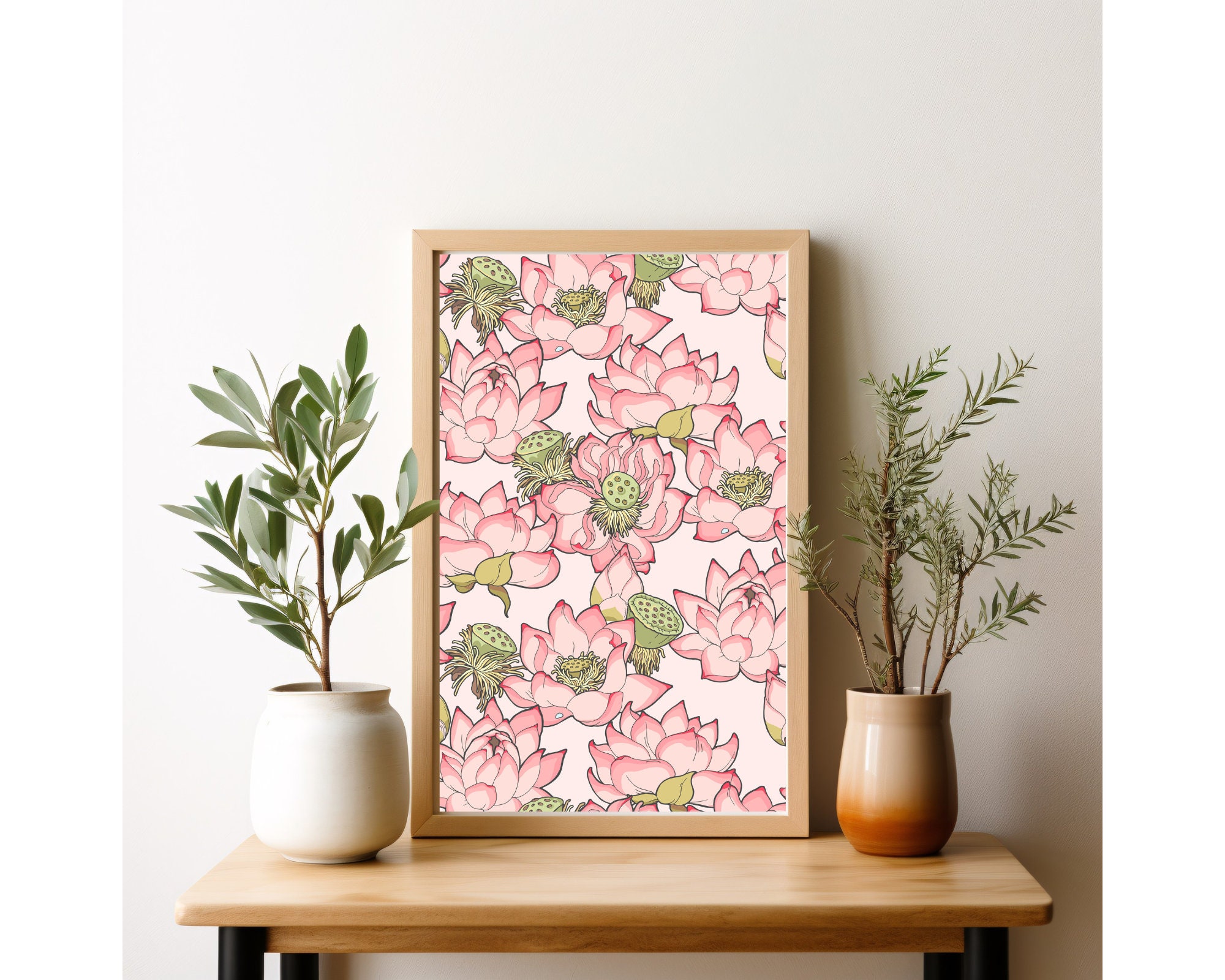 24 Lotus Illustration Wallpaper Bundle|lotus Design|lotus Printable ...