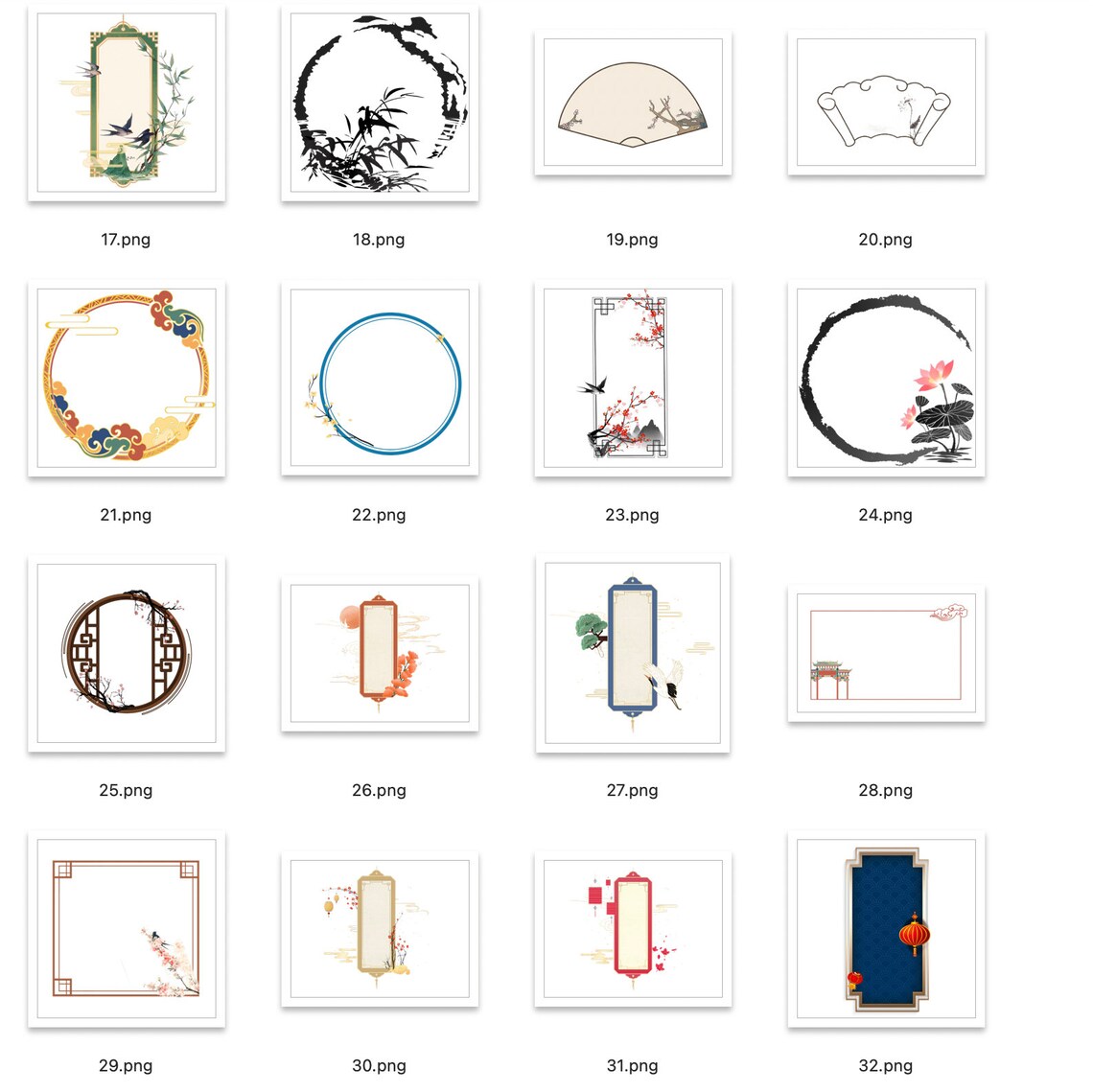 41 Chinese Traditional Frame Bundle|chinese Elements Png|floral Frame ...