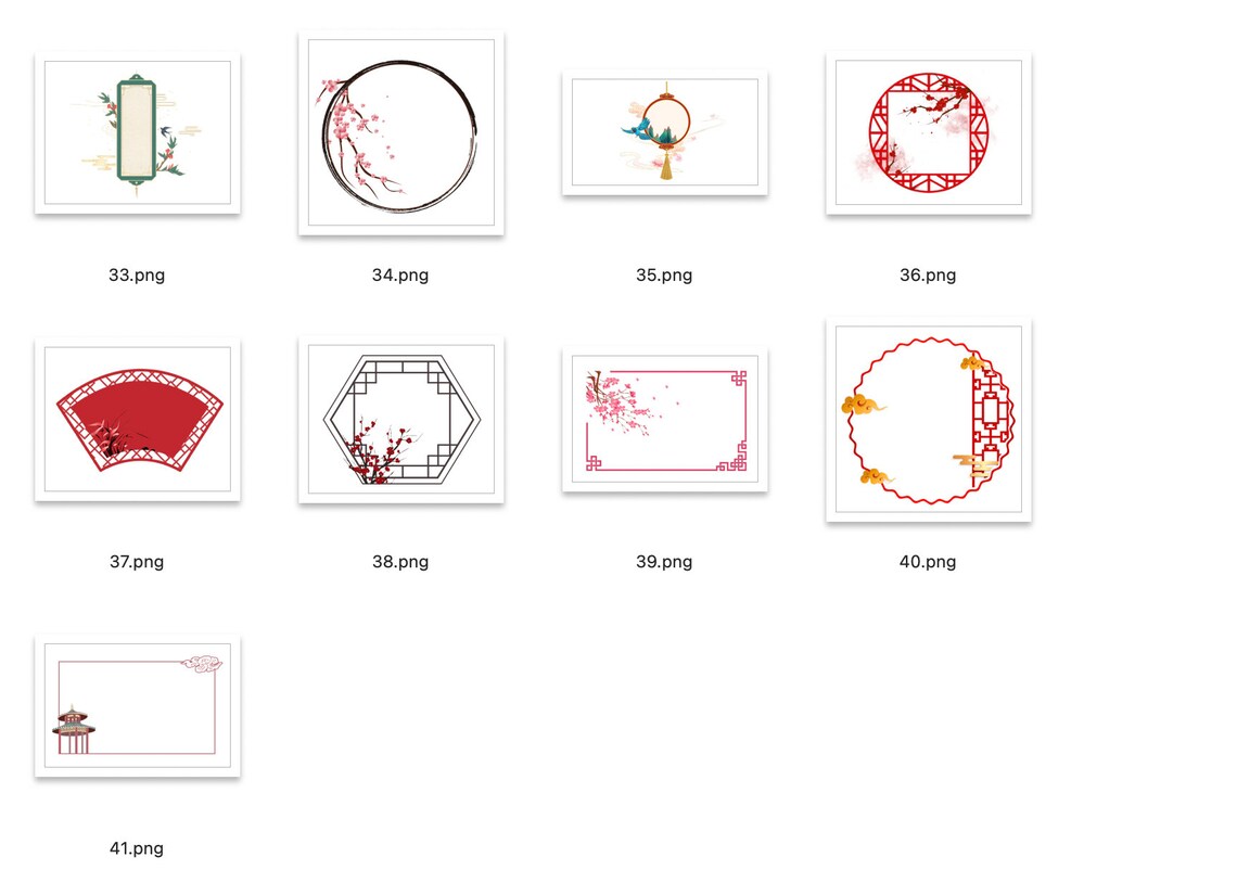 41 Chinese Traditional Frame Bundle|chinese Elements Png|floral Frame ...