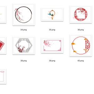 41 Chinese Traditional Frame Bundle|chinese Elements Png|floral Frame ...